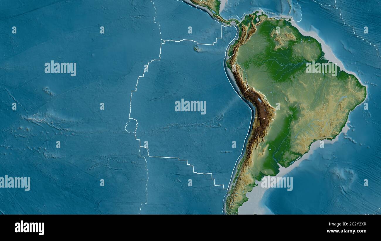 Outline of the Nazca tectonic plate with the borders of surrounding ...