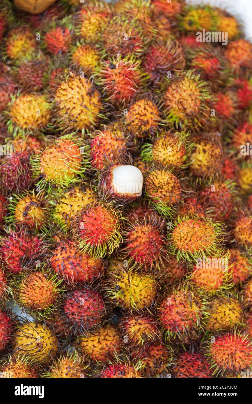 Bunch of Colourful Exotic Tropical Fruits Lychee Stock Photo - Alamy