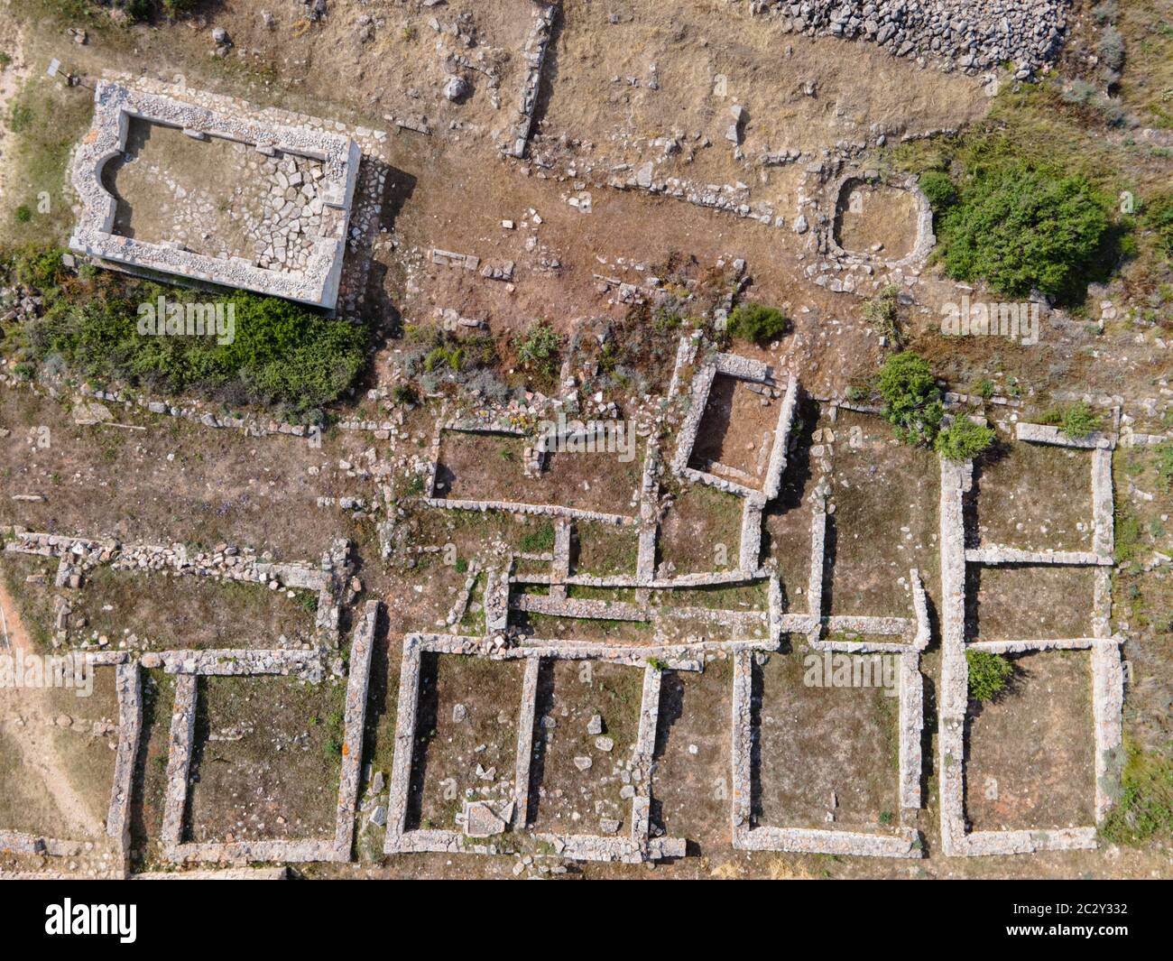 Top Aerial view of old buildings of archeological excavations Stock ...