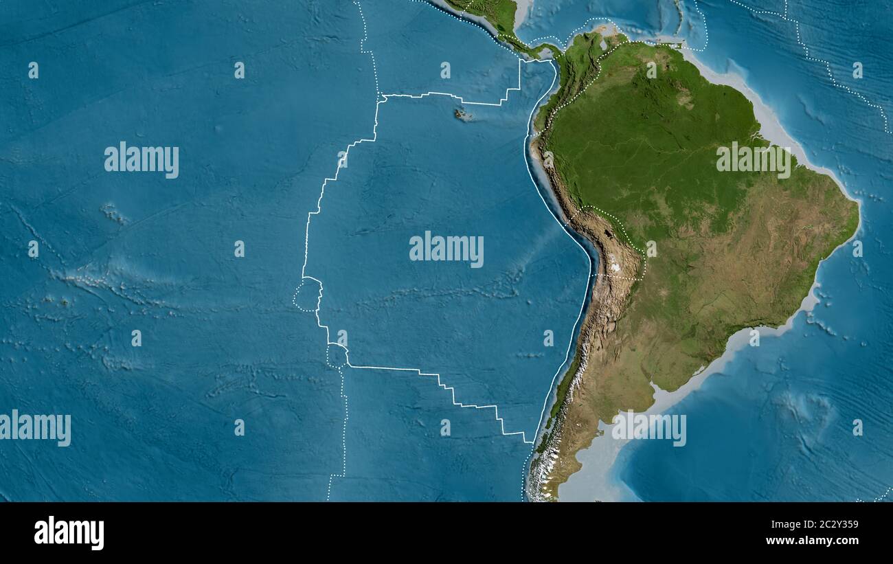 Outline of the Nazca tectonic plate with the borders of surrounding ...
