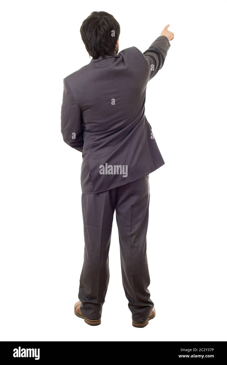 Back view of a business man pointing finger, isolated Stock Photo - Alamy