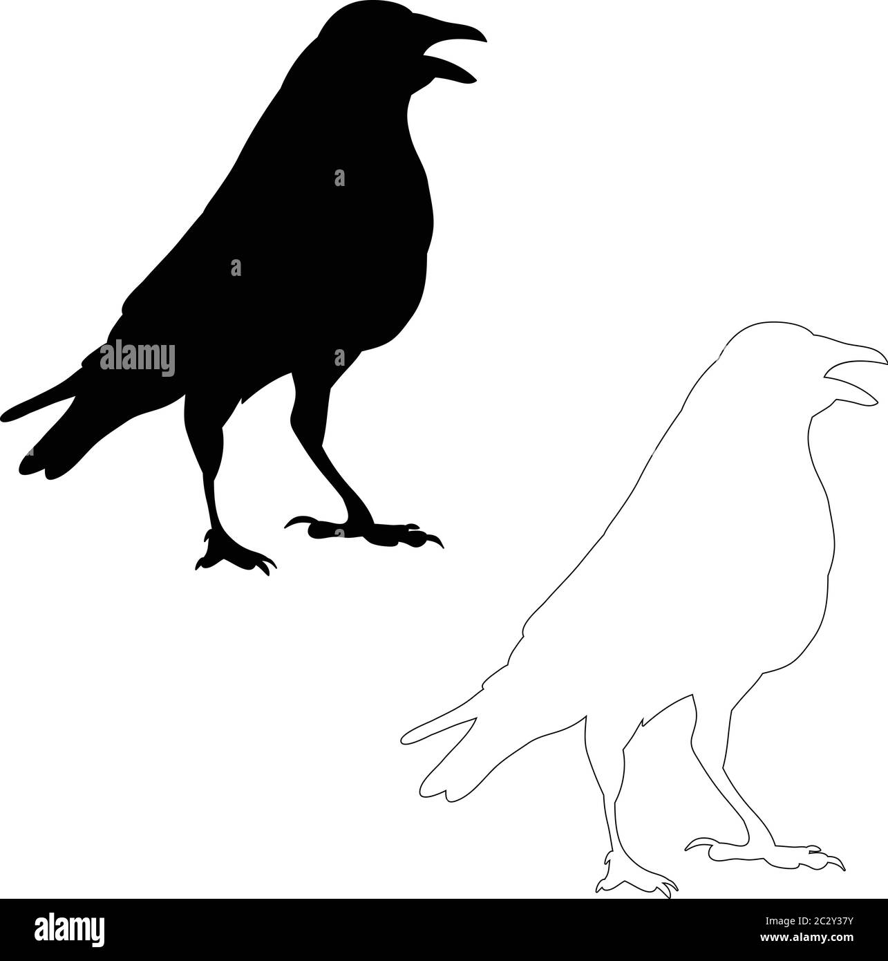 vector, silhouette ravens, birds outlines Stock Vector Image & Art - Alamy
