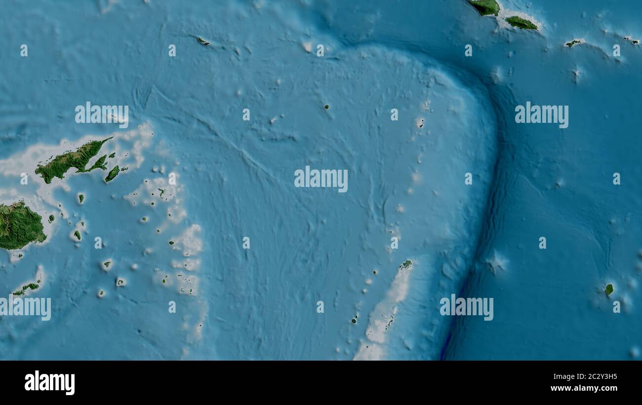 Satellite map of the area around the Niuafoou tectonic plate. 3D ...