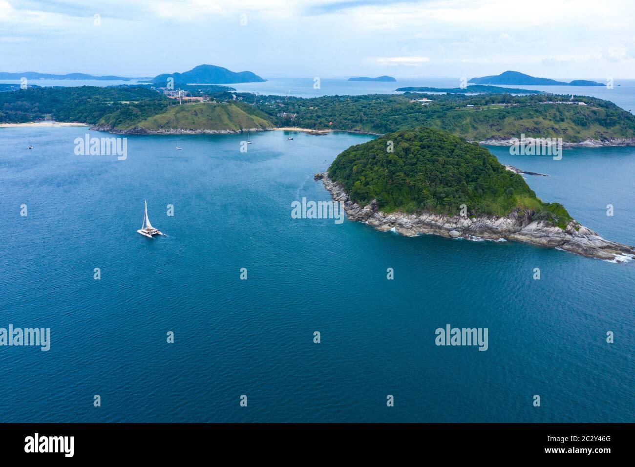 Aerial island view of Ko Man, Thailand. View Amazing view to Catamaran ...