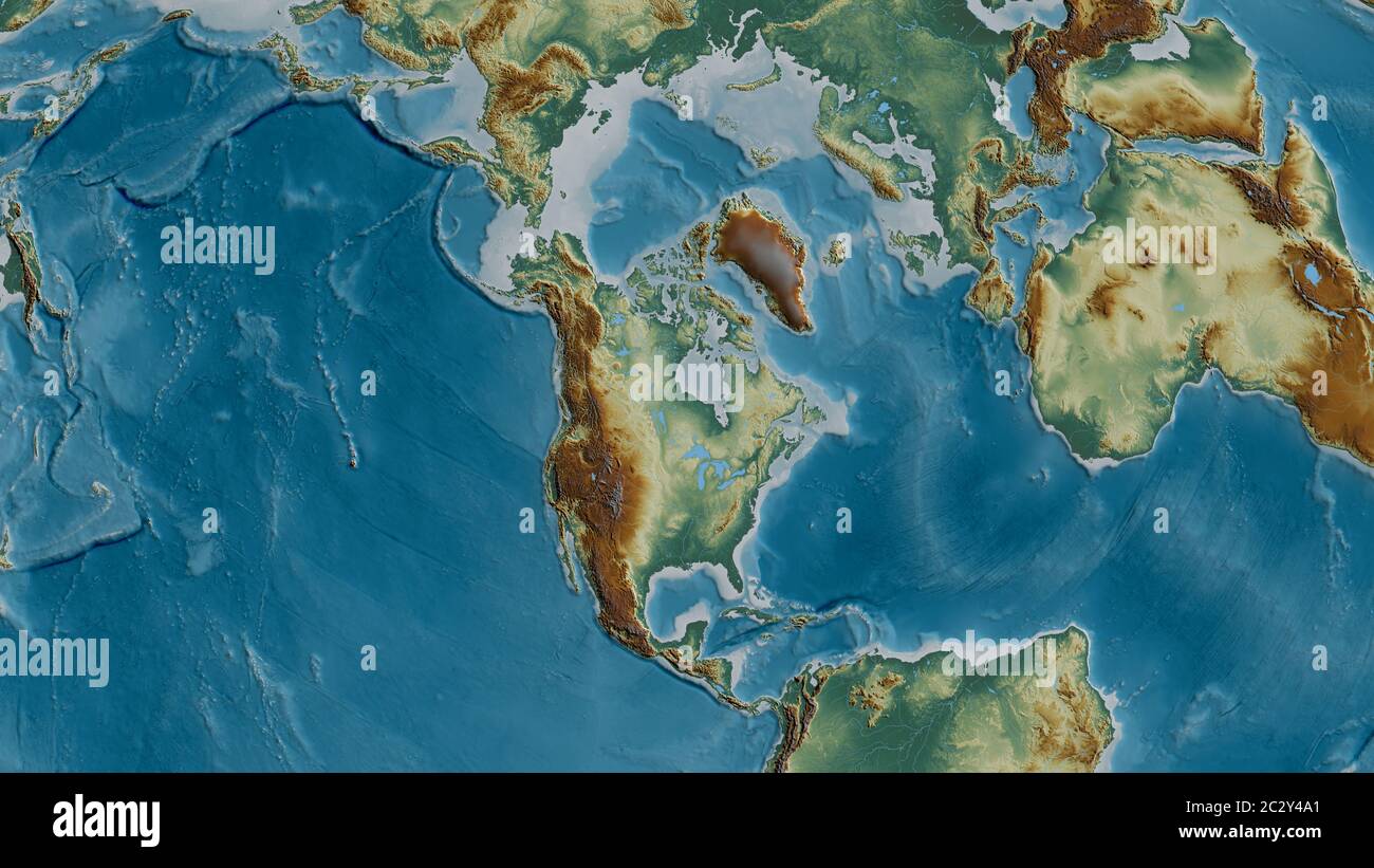 Relief map of the area around the North American tectonic plate. 3D ...