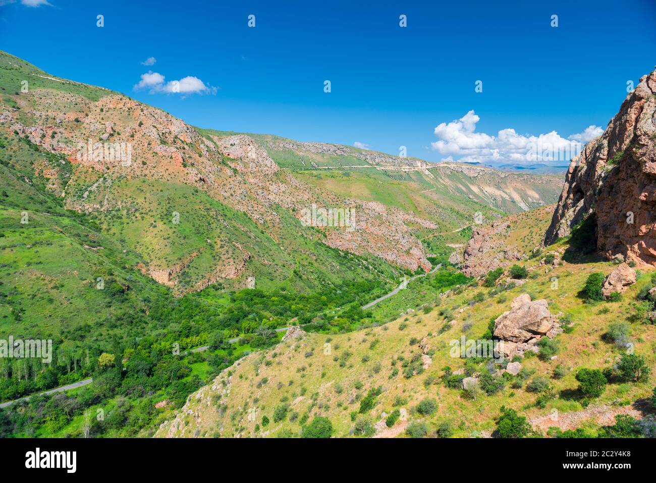 Landscape of Armenia, view of the mountains and gorge at Noravank ...