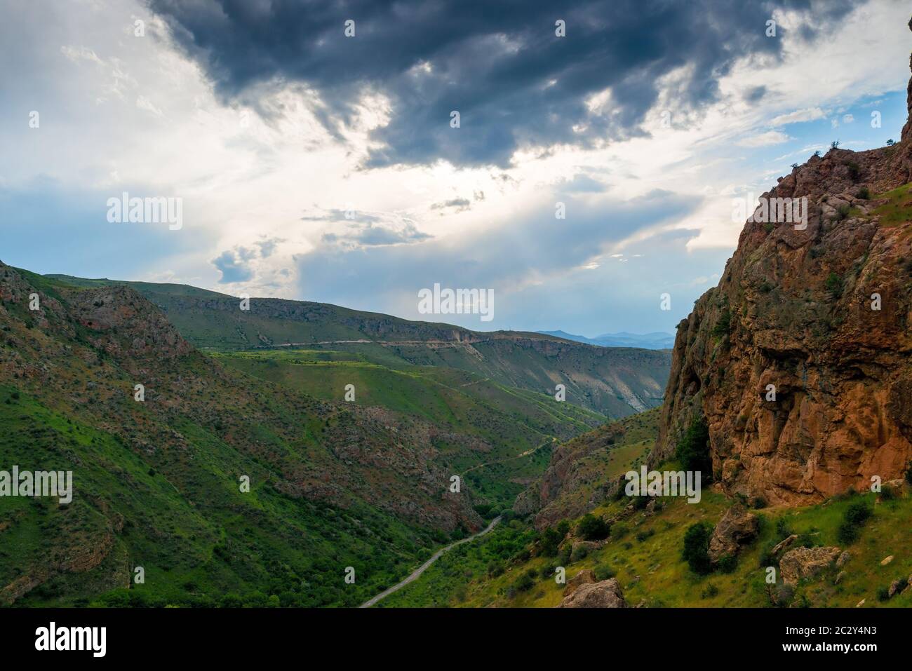 The surroundings of Noravank Monastery in Armenia, view of the gorge ...