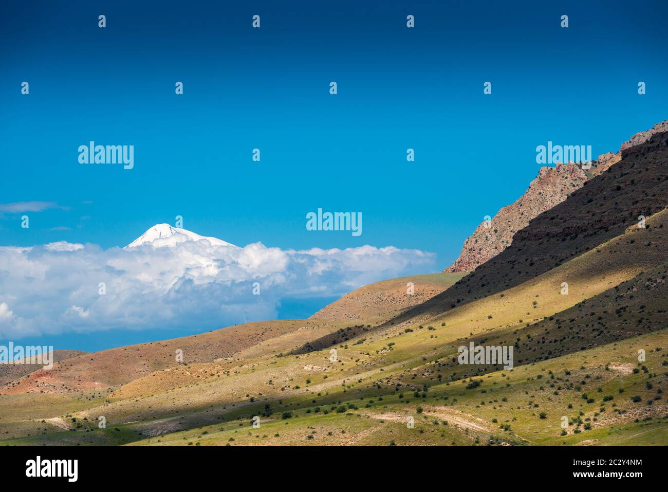Mountain landscape, view of Mount Ararat, a landmark of Armenia Stock ...