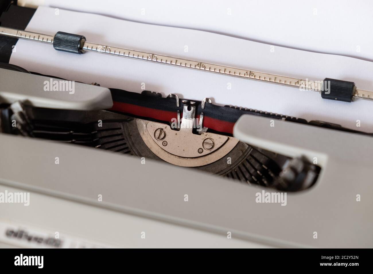 Classic typewriter, Olivetti model "Lettera35" designed in 1972, close ...
