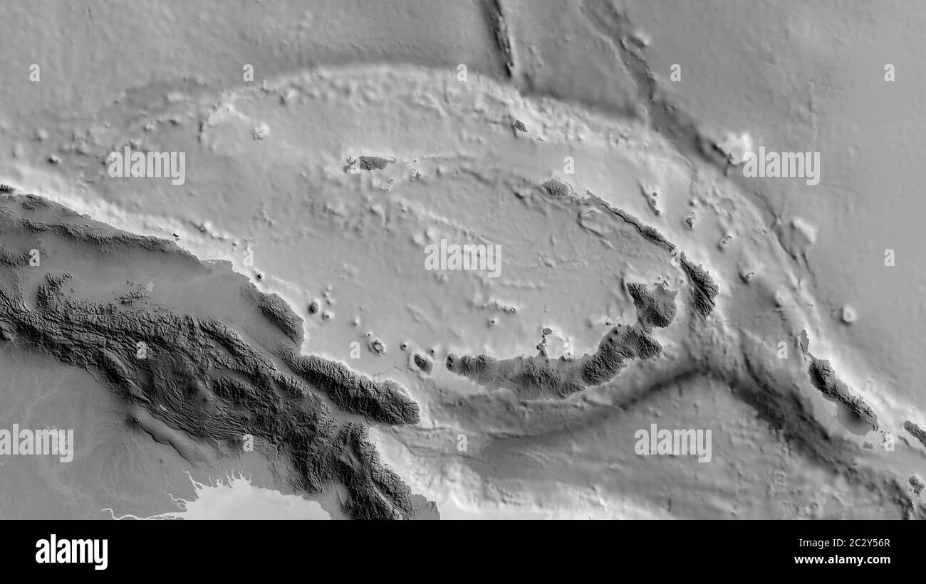 Grayscale map of the area around the North Bismarck tectonic plate. 3D ...