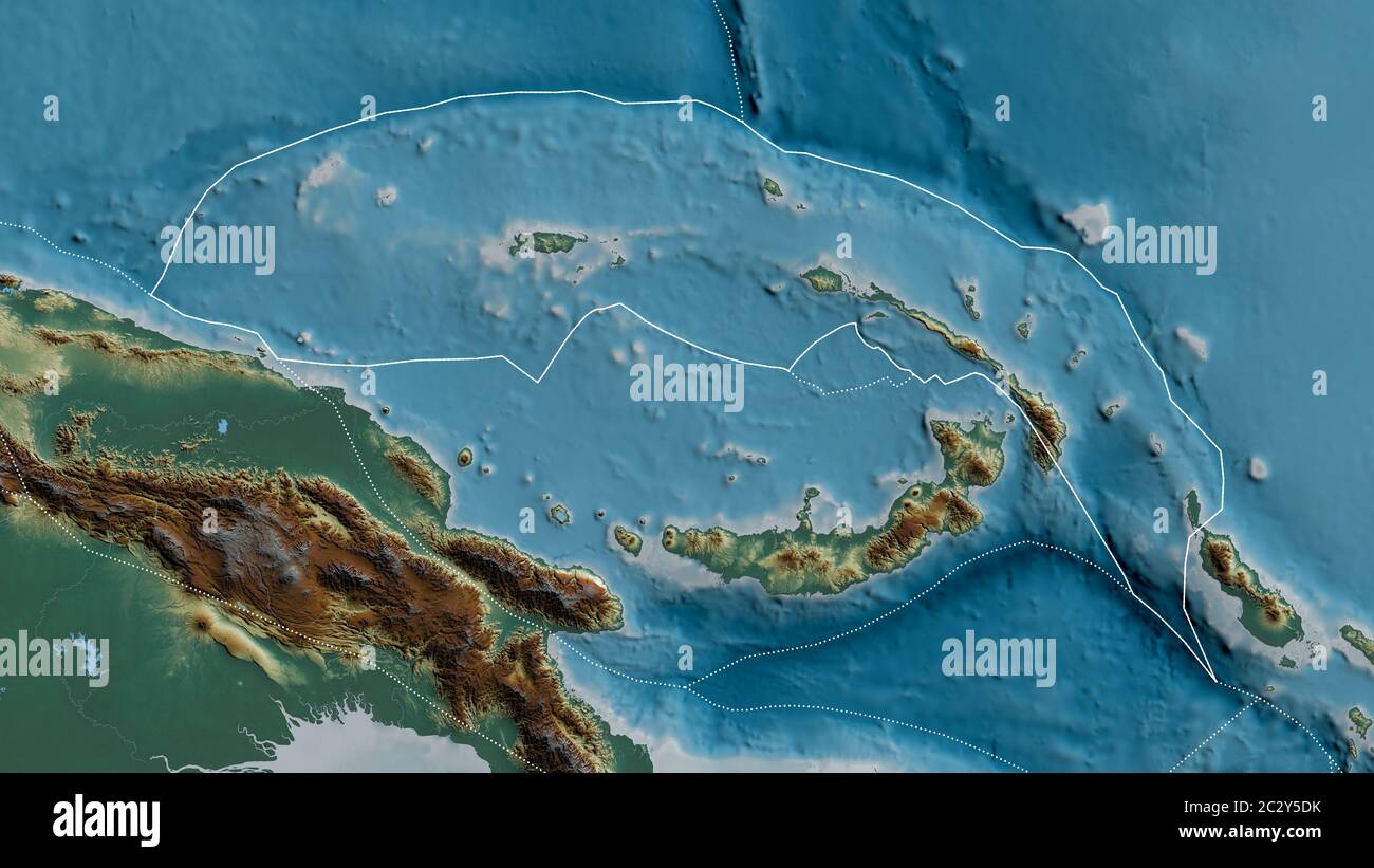 Outline of the North Bismarck tectonic plate with the borders of ...