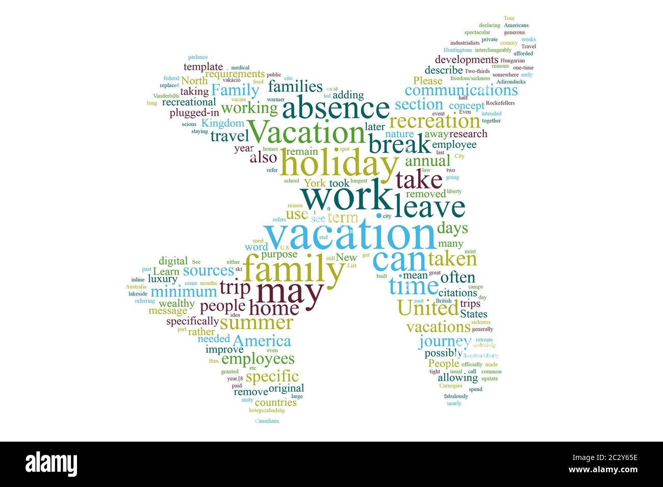 Vacation word cloud on the isolated background Stock Photo - Alamy