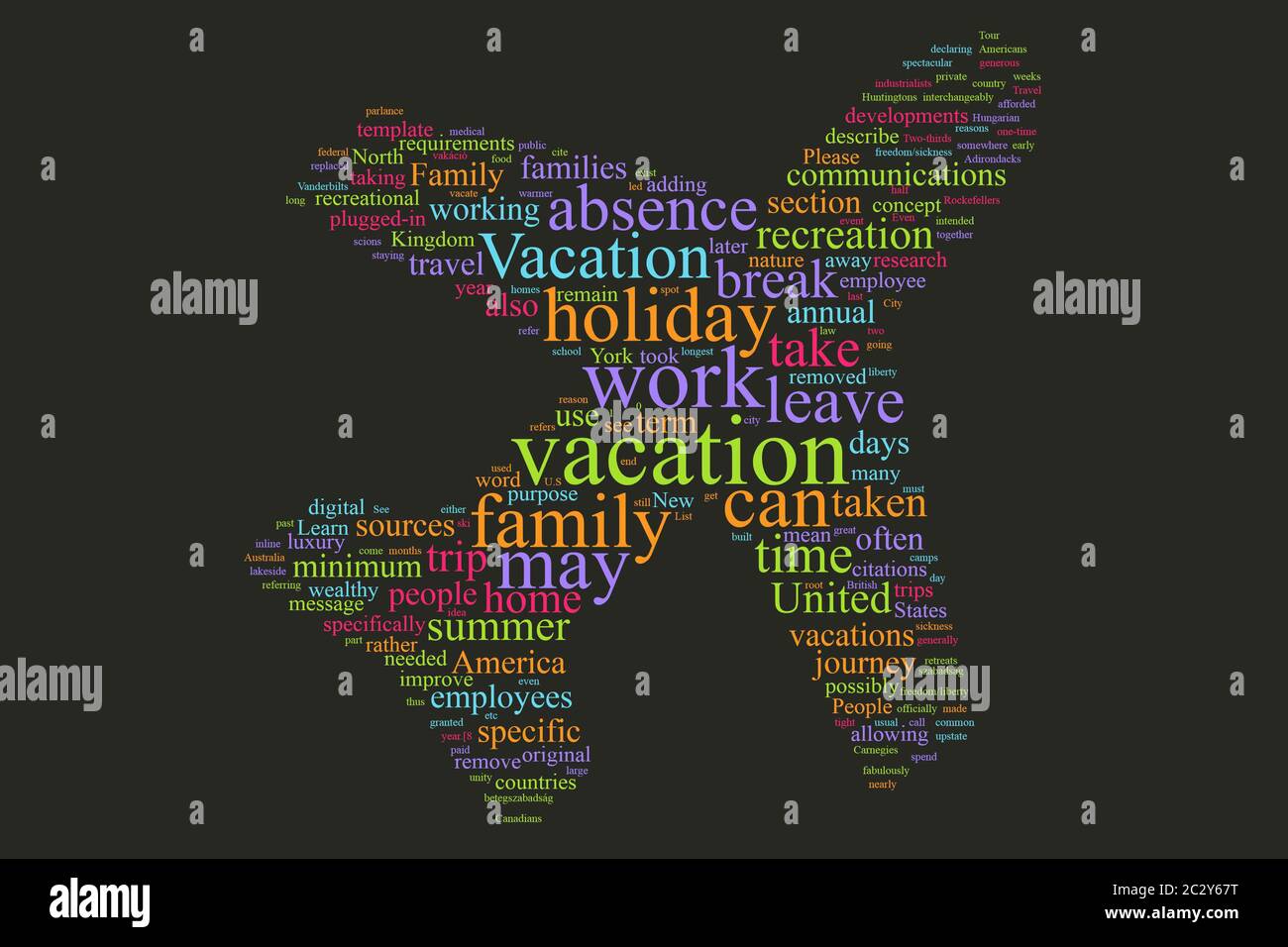 Vacation word cloud on the isolated background Stock Photo - Alamy