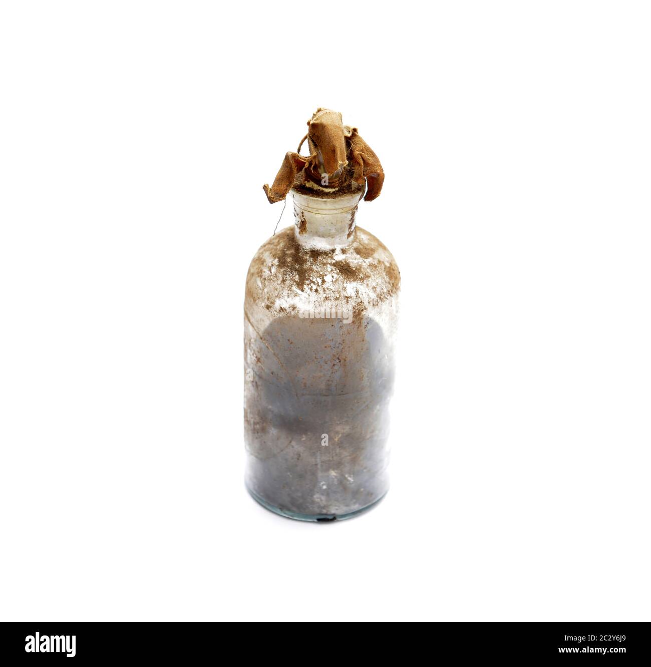 Old dirty and glass bottle with unknown liquid,image of a Stock Photo ...