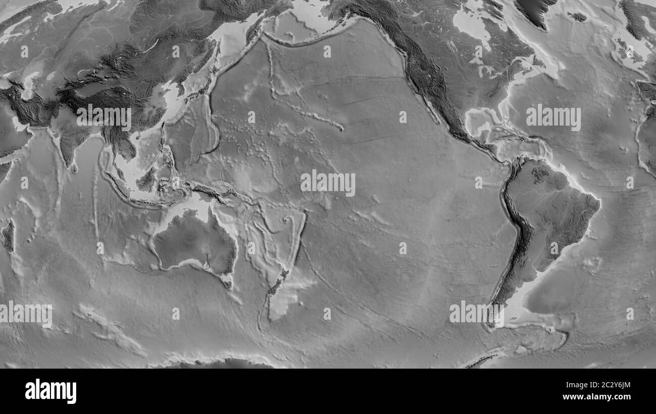 Grayscale map of the area around the Pacific tectonic plate. 3D ...