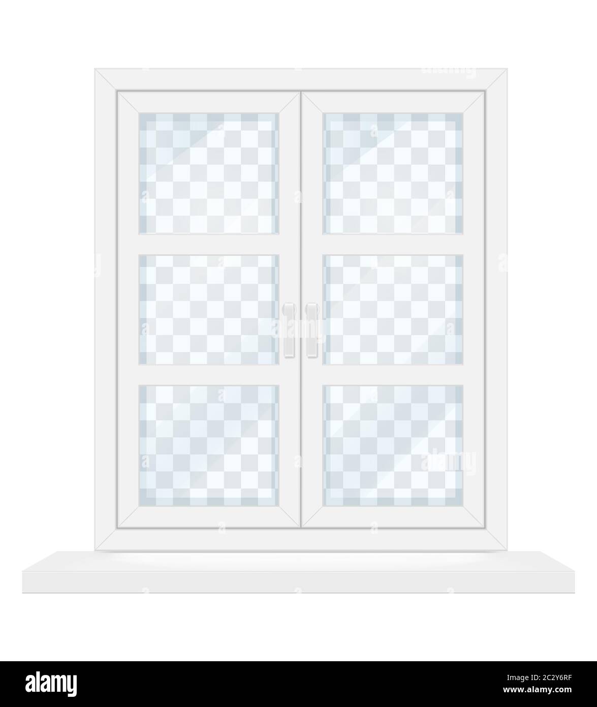 white transparent plastic window with window sill vector illustration ...