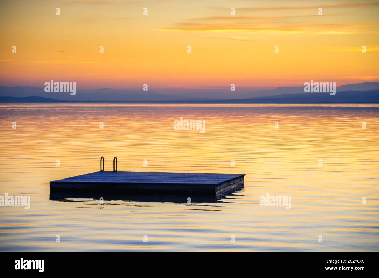 Lake Neusiedl in Burgenland with stunning sunset Stock Photo - Alamy