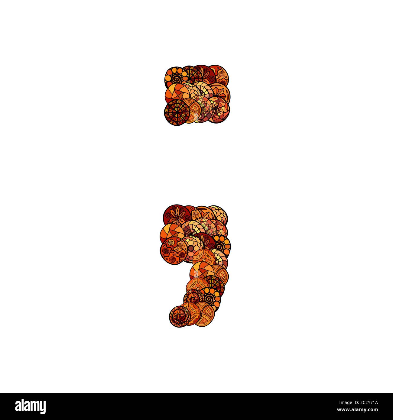 abstract font, made of ethnic elements - semicolon Stock Photo - Alamy