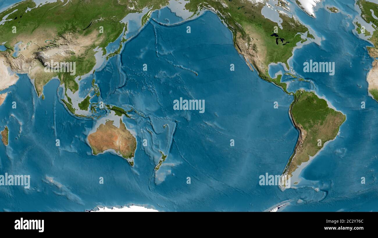 Satellite map of the area around the Pacific tectonic plate. 3D ...