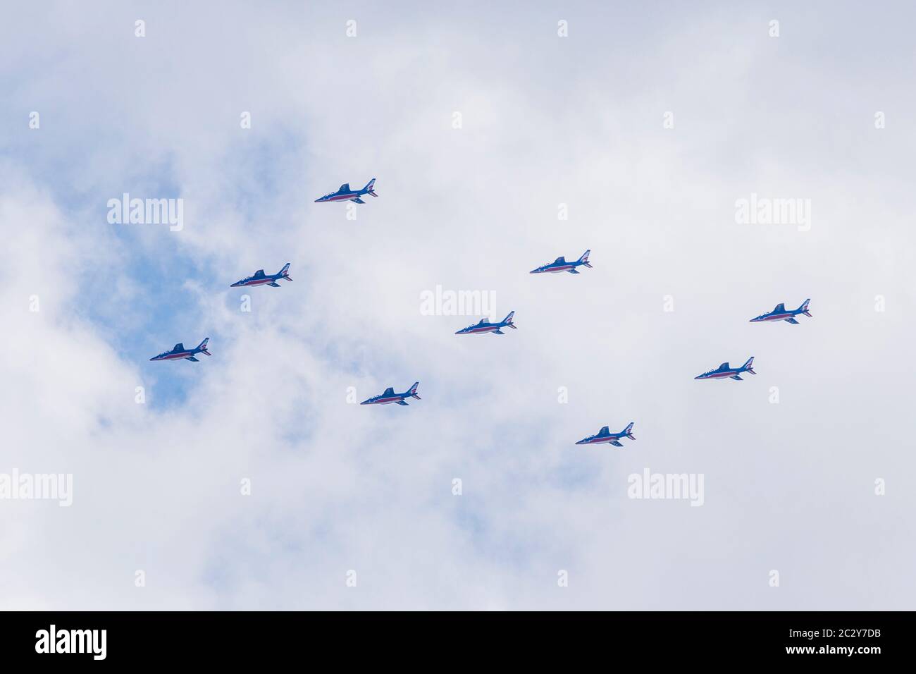 Fixed Formation of the 9 Aircraft comprising French Air Force Display ...
