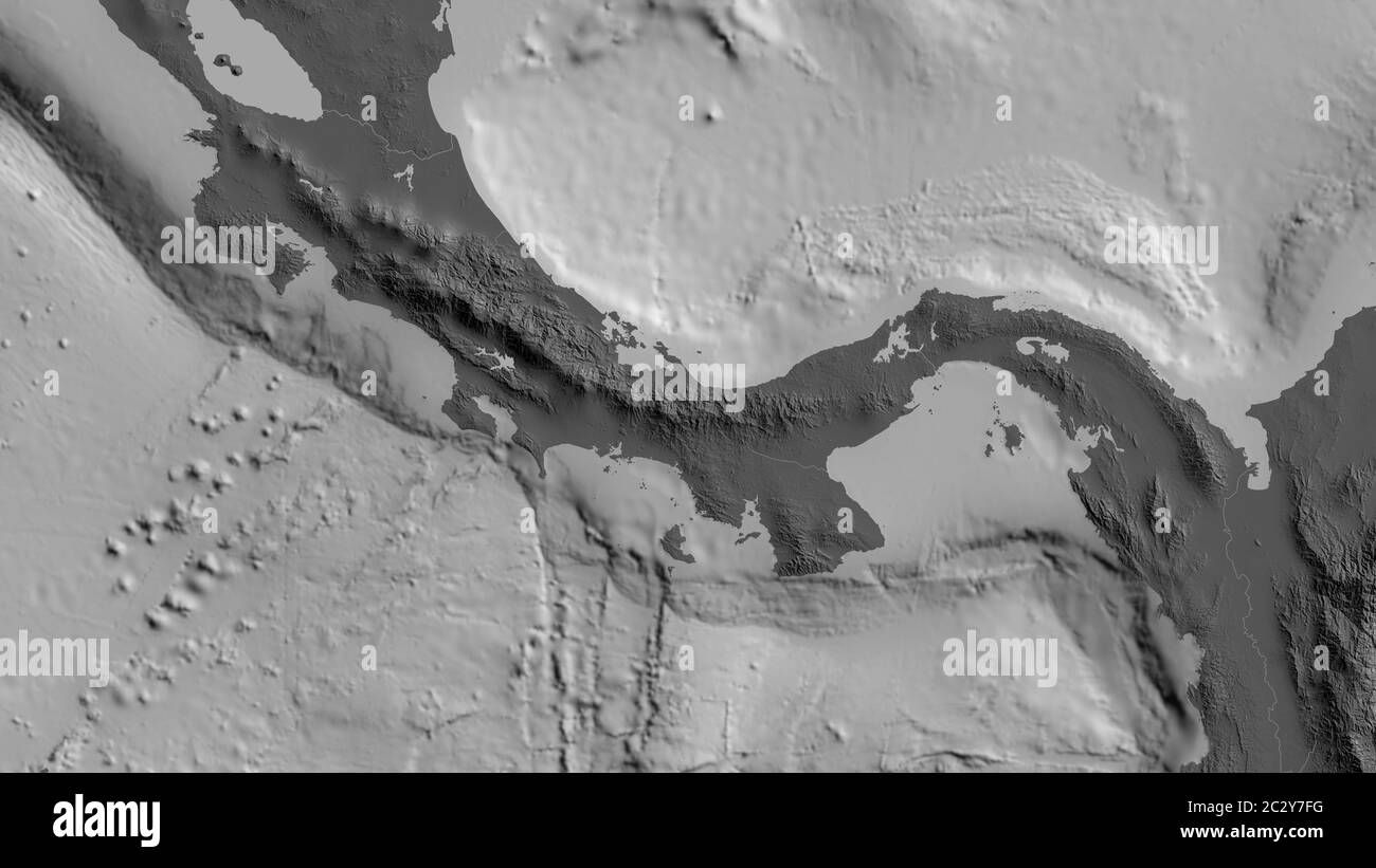 Bilevel map of the area around the Panama tectonic plate. 3D rendering ...