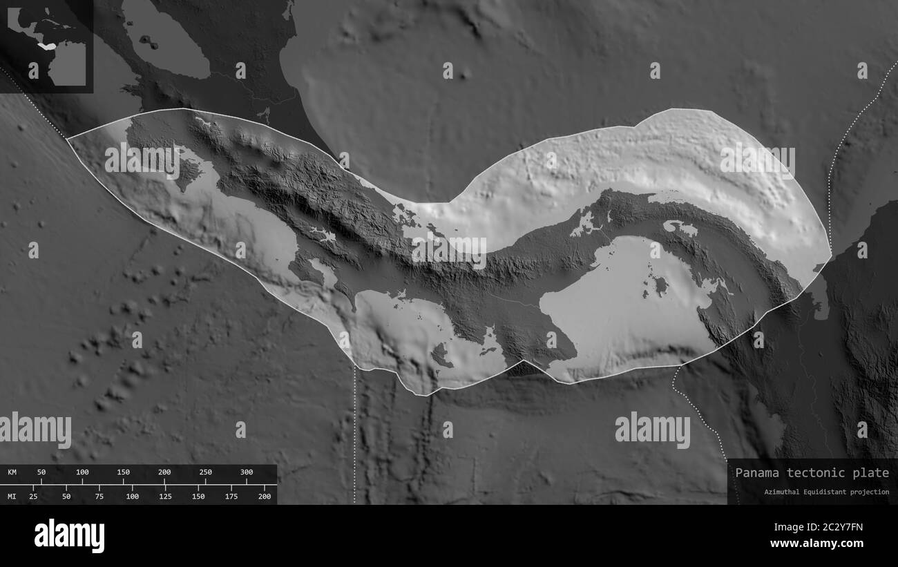 Panama plate shape outlined on a darkened and desaturated background of ...