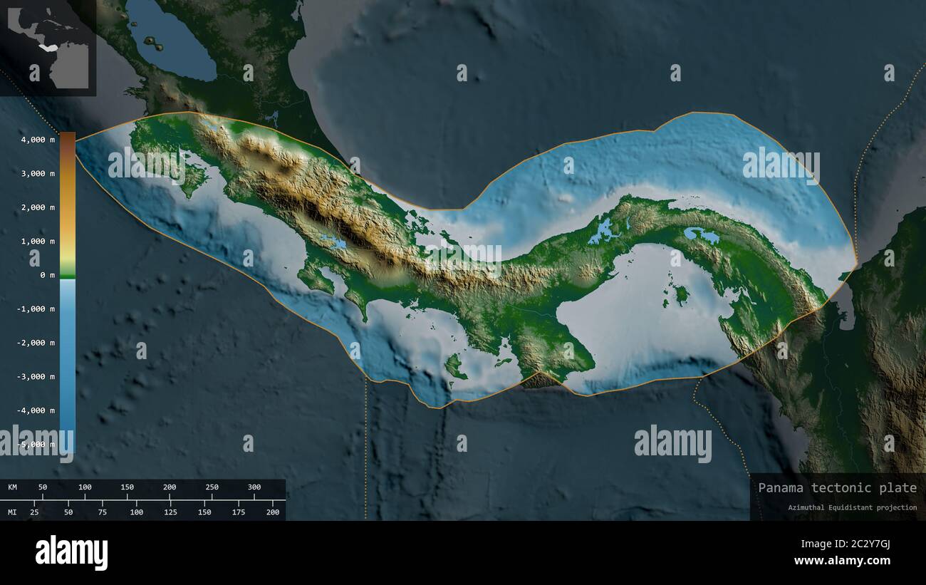 Panama plate shape outlined on a darkened and desaturated background of ...