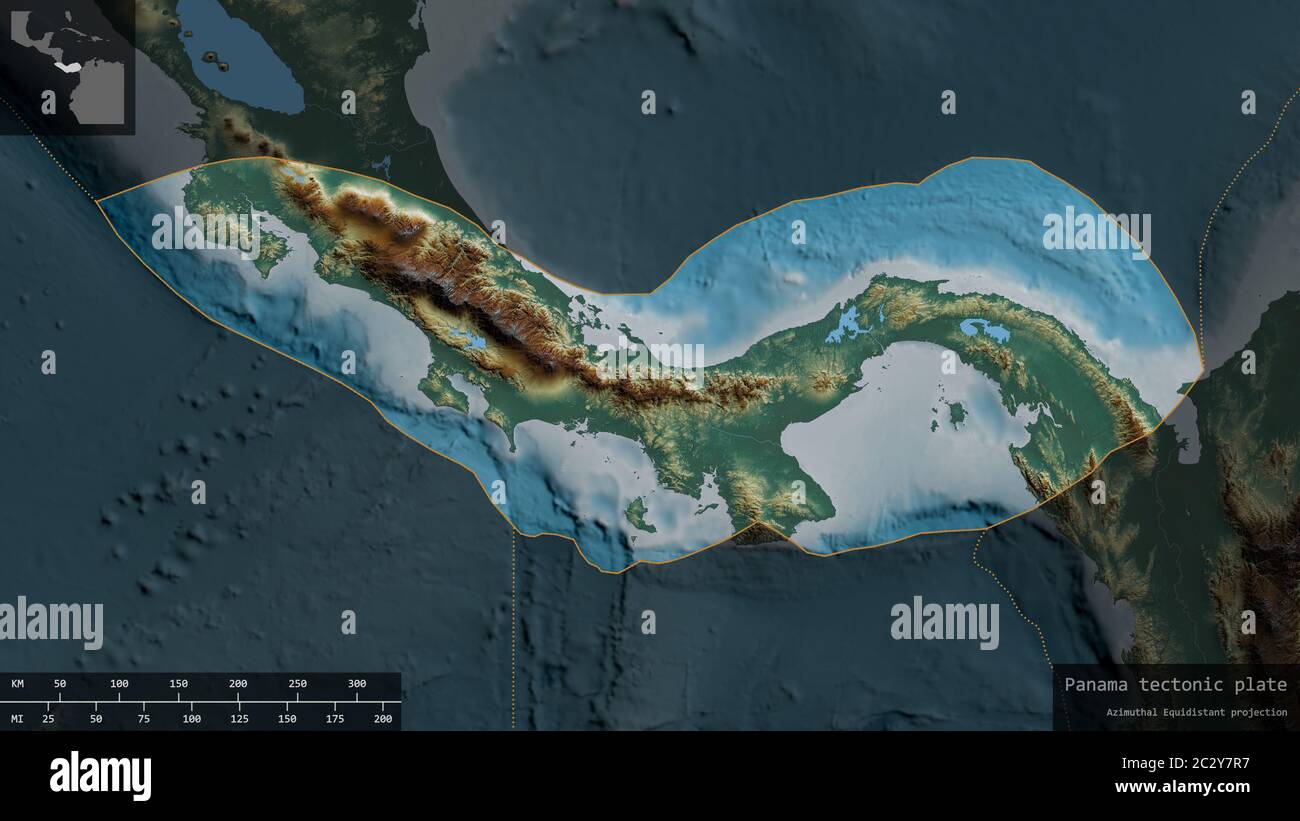 Panama plate shape outlined on a darkened and desaturated background of ...
