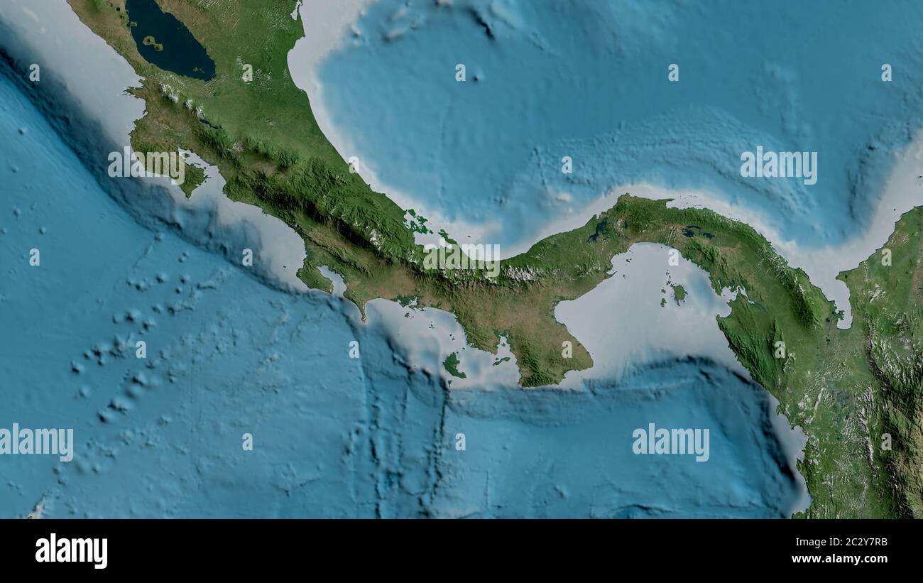 Satellite map of the area around the Panama tectonic plate. 3D ...