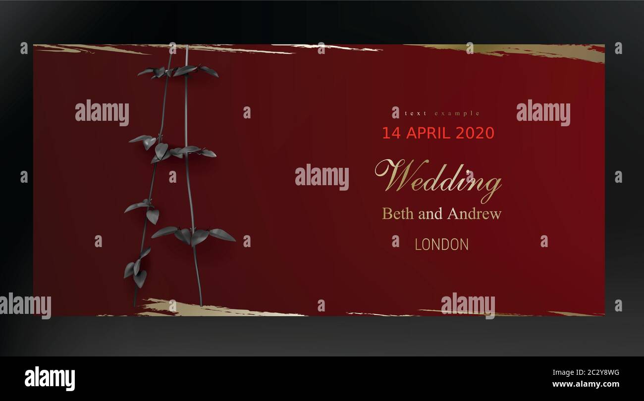 Tropical black leaves on maroon background vector. Botanical exotic ...