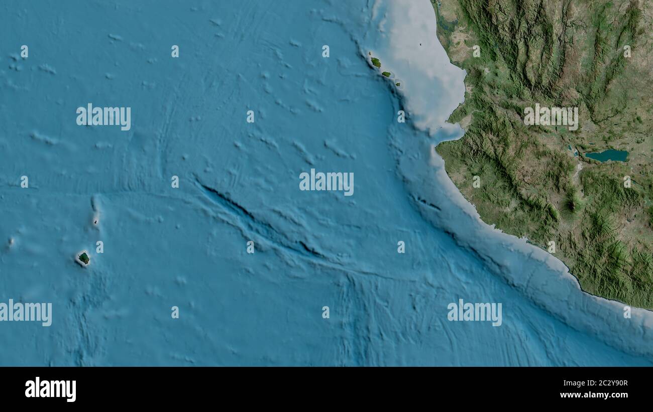 Satellite map of the area around the Rivera tectonic plate. 3D ...