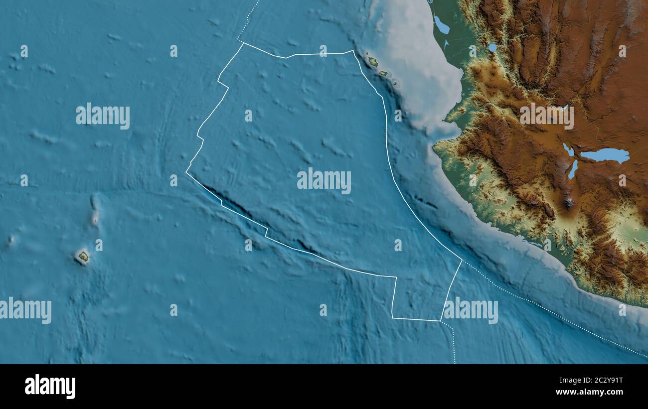 Outline of the Rivera tectonic plate with the borders of surrounding ...