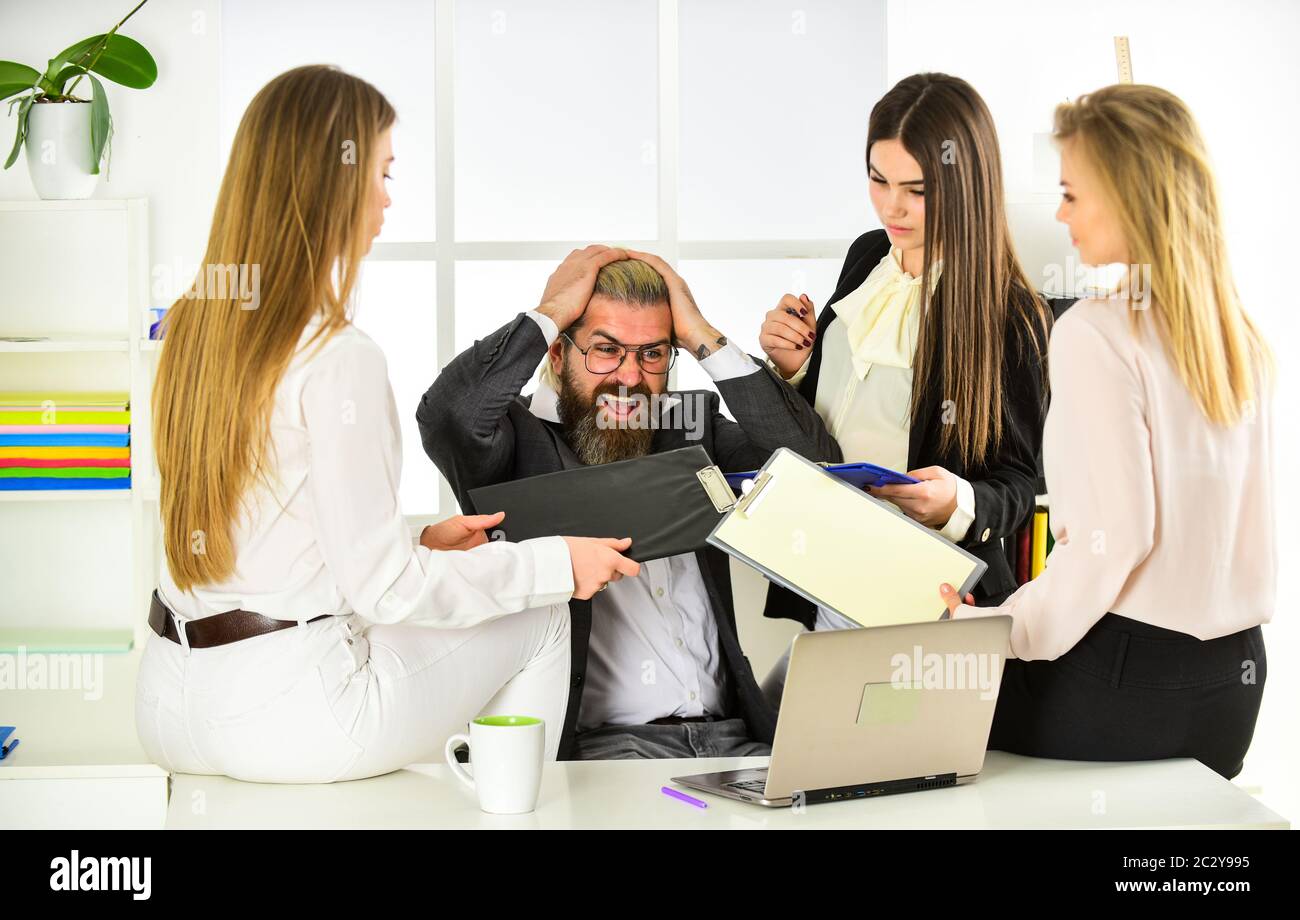 Using modern technologies at work. Accountant or secretary at work ...