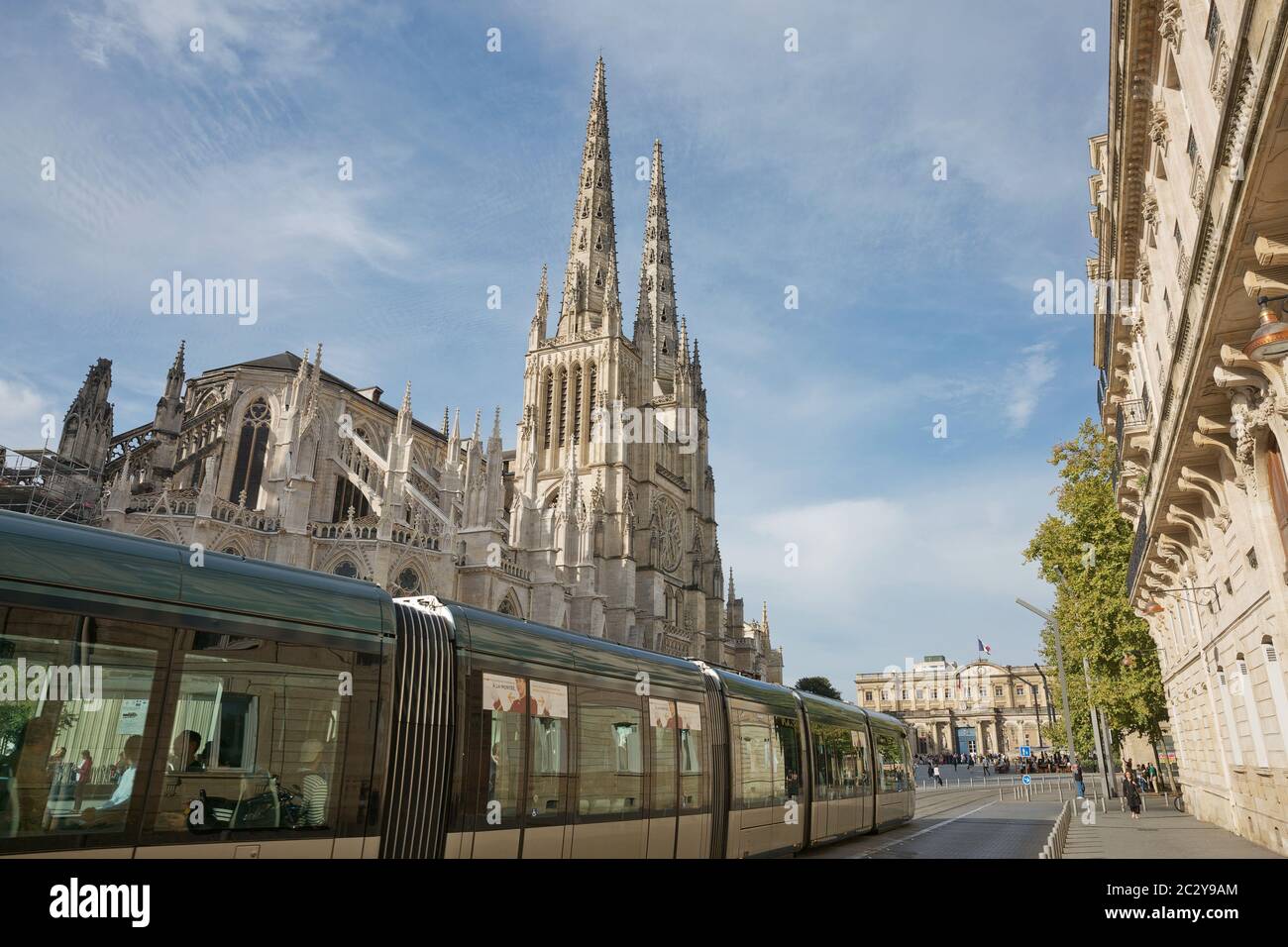 City life and architecture in the downtown of Bordeaux in France Stock ...