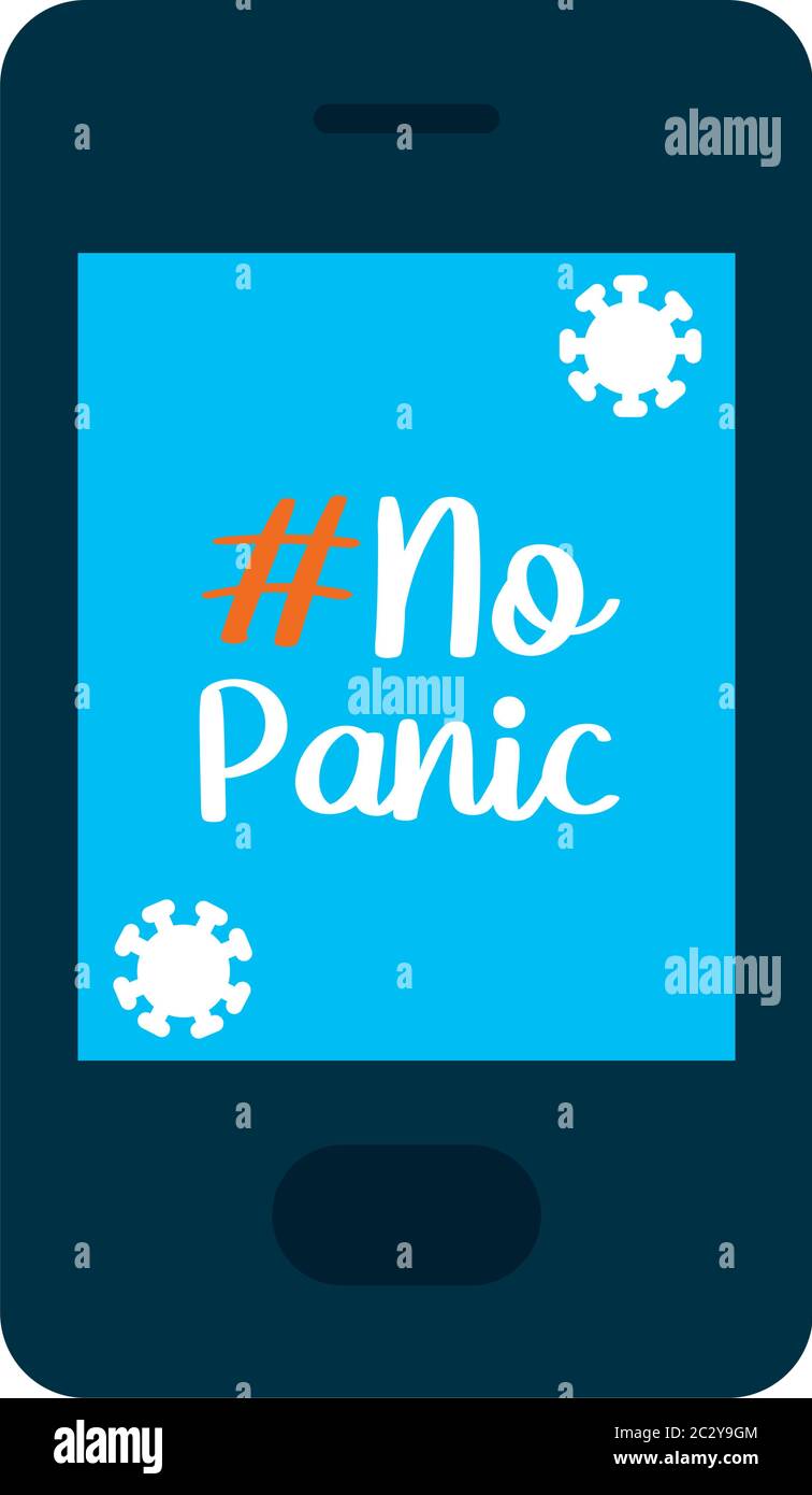 cellphone with no panic lettering design on screen over white ...