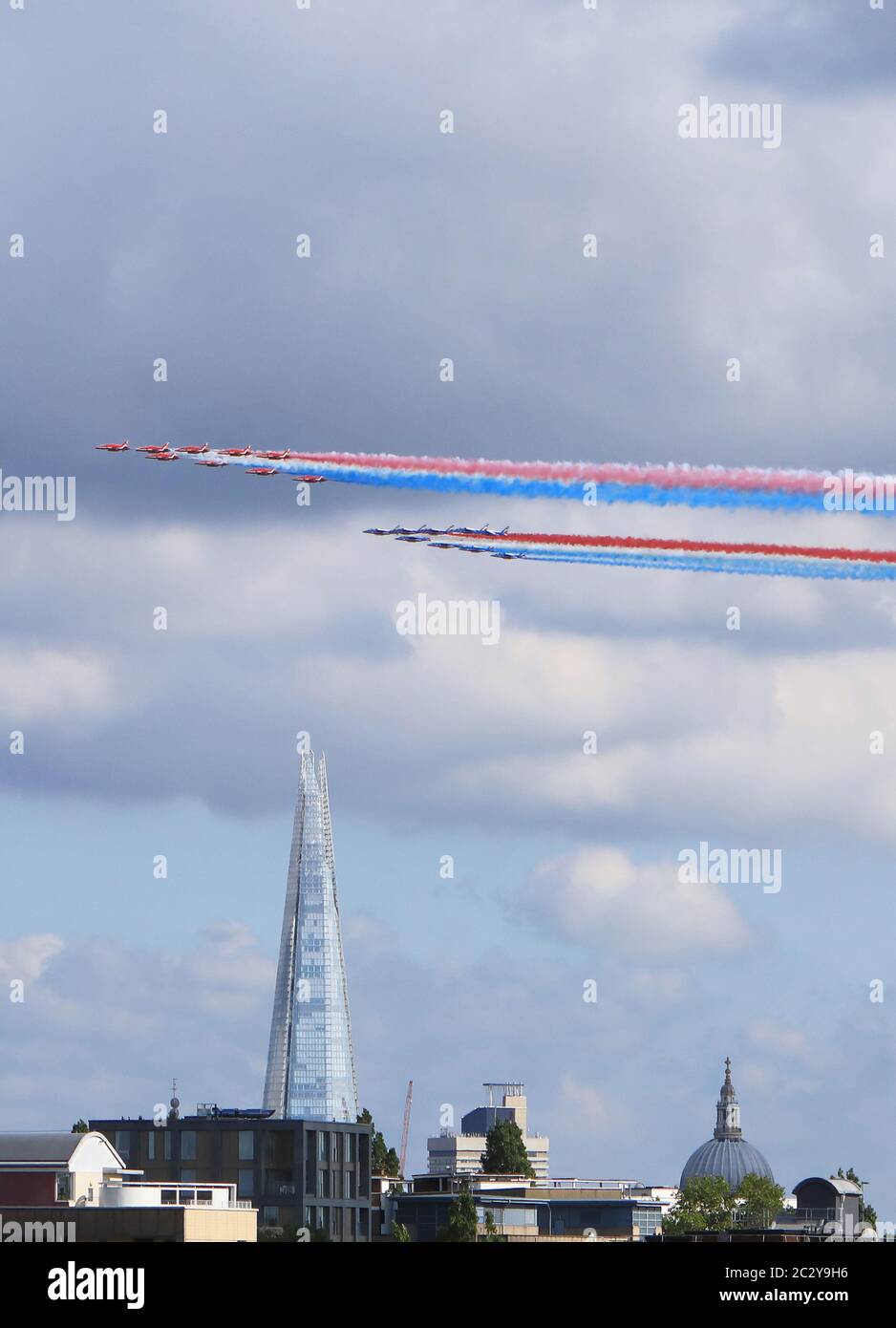 In London, UK, on June 18th, 2020, the Red Arrows and La Patrouille de ...