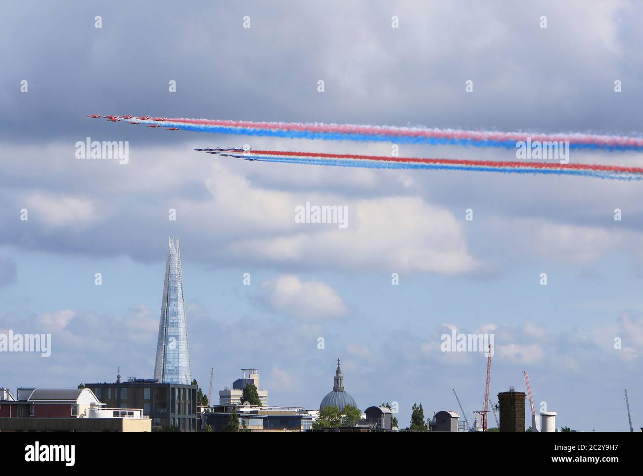 In London, UK, on June 18th, 2020, the Red Arrows and La Patrouille de ...