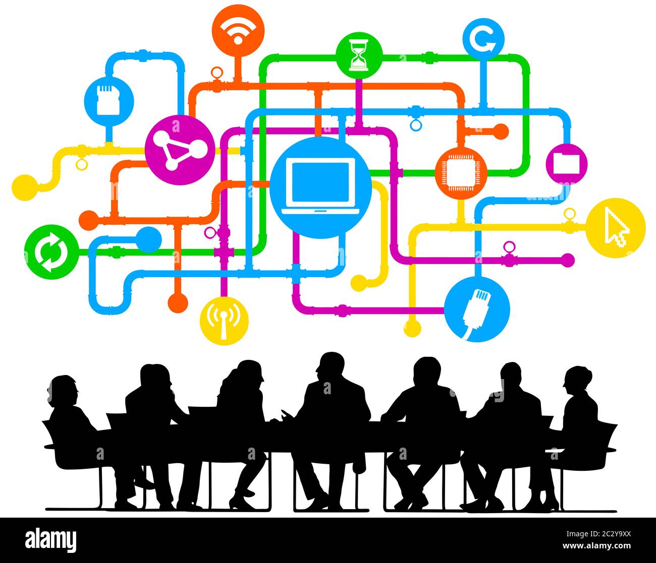 strategy teamwork table discussing office group meeting digital media ...