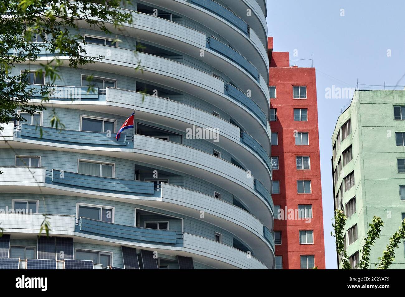 Pyongyang, North Korea - April 29, 2019: Typical architecture in ...