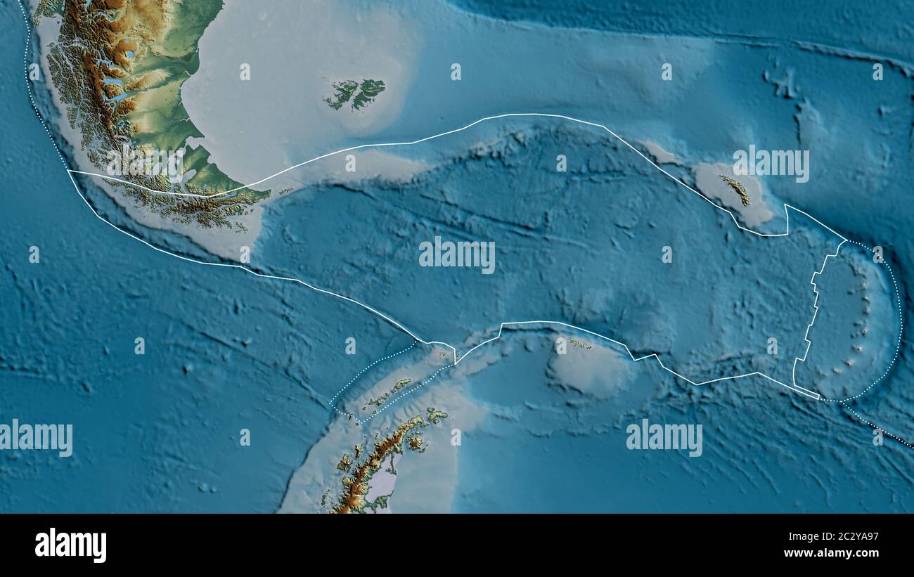 Outline of the Scotia tectonic plate with the borders of surrounding ...