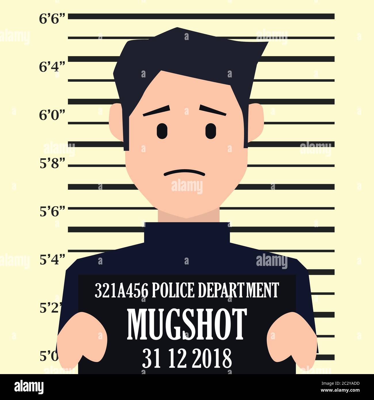 man mugshot criminal line with centimetre scale background. vector ...