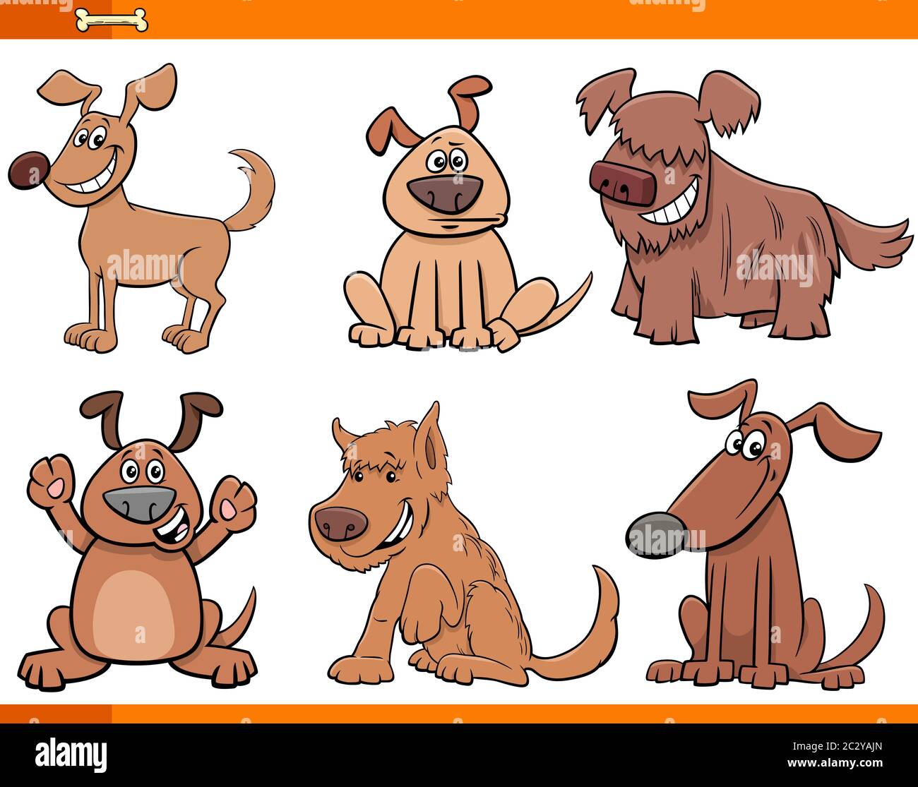 dogs and puppies cartoon animal characters set Stock Photo - Alamy
