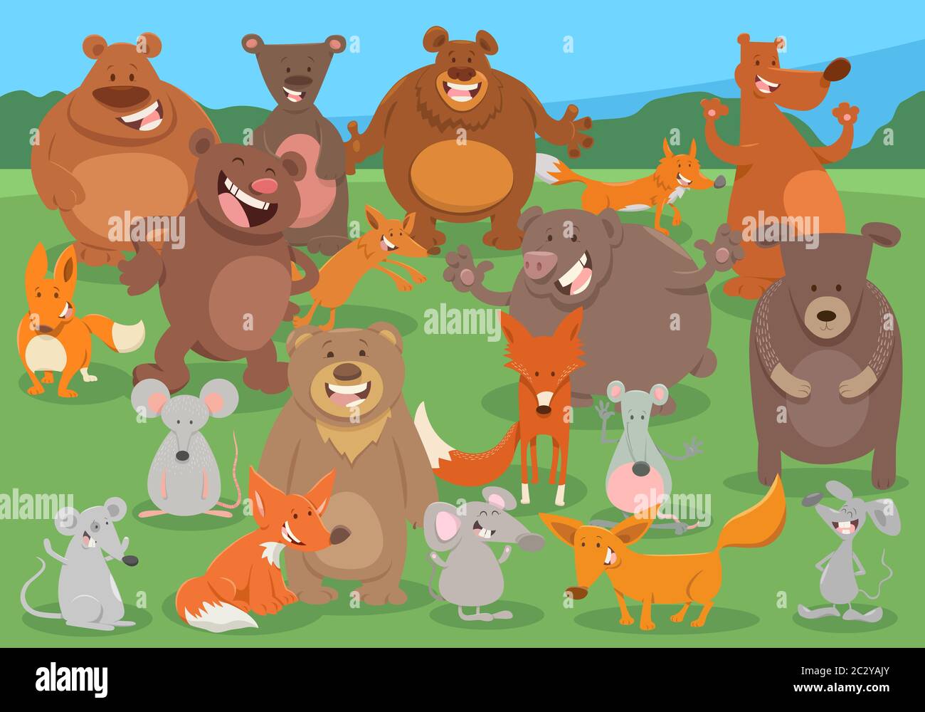 cartoon wild animal characters group Stock Photo - Alamy