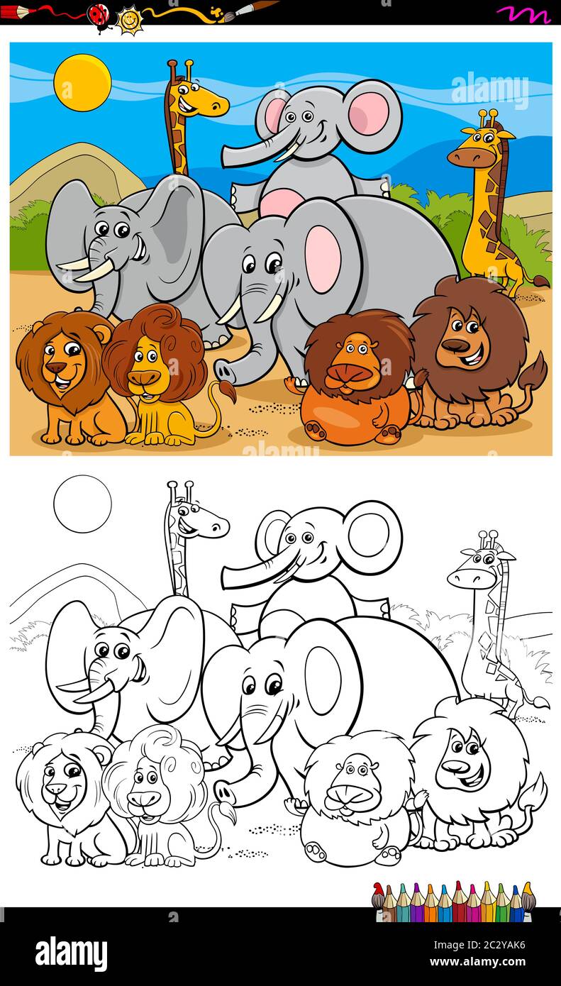 African animals coloring page set hi-res stock photography and images ...