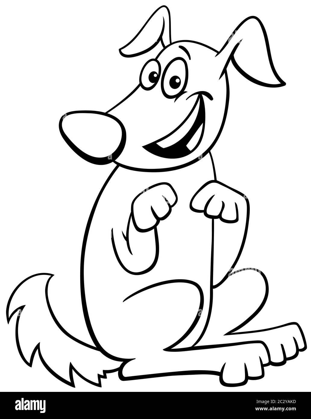 cartoon playful dog character coloring book page Stock Photo - Alamy
