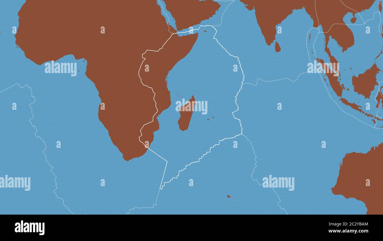 Outline of the Somalian tectonic plate with the borders of surrounding ...