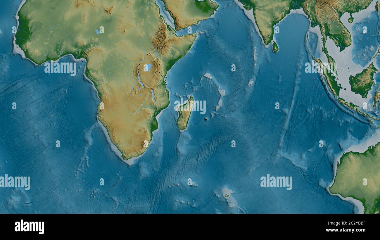 Physical map of the area around the Somalian tectonic plate. 3D ...
