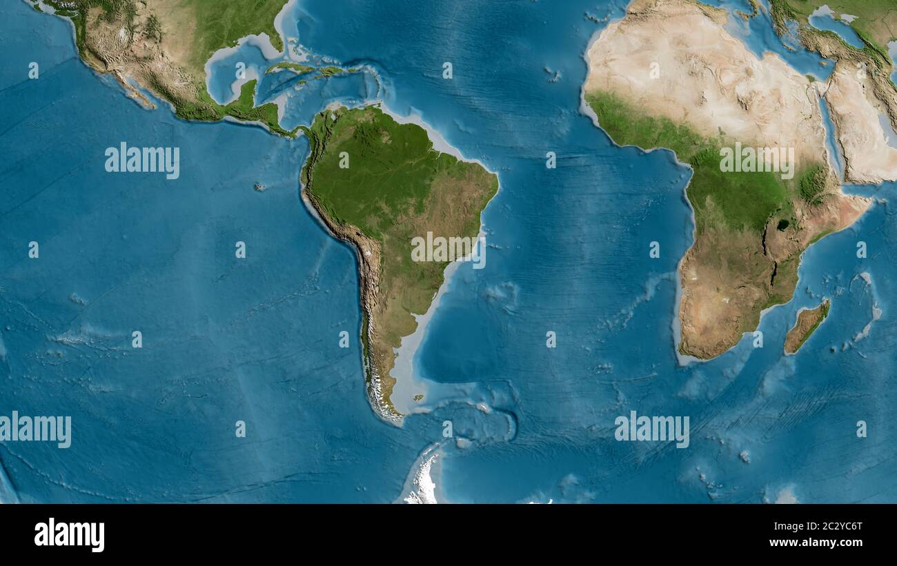 Satellite map of the area around the South American tectonic plate. 3D ...
