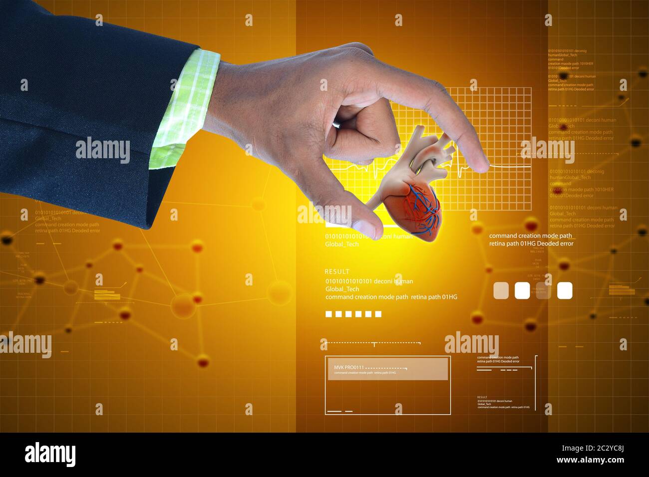 Smart hand showing human heart Stock Photo - Alamy