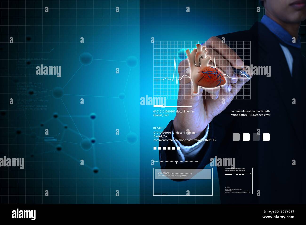 Smart hand showing human heart Stock Photo - Alamy